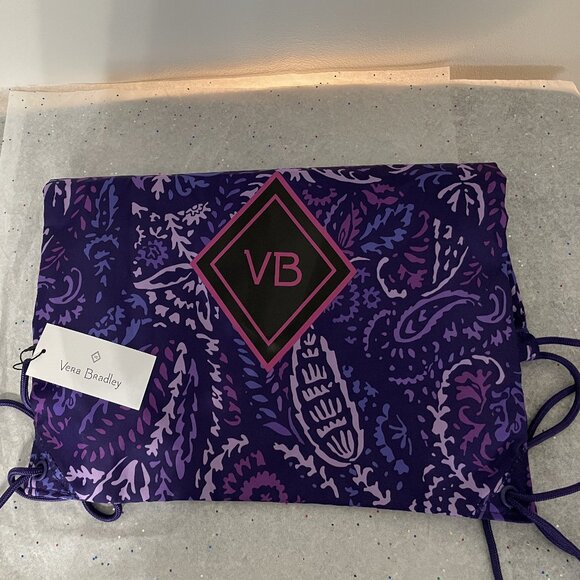Vera Bradley | Bags | Vera Bradley Paisley Amethyst Drawstring Backsack ...